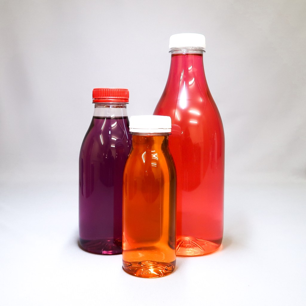 Recycled Round Clear Juice Plastic Bottle rPET | CJK Packaging